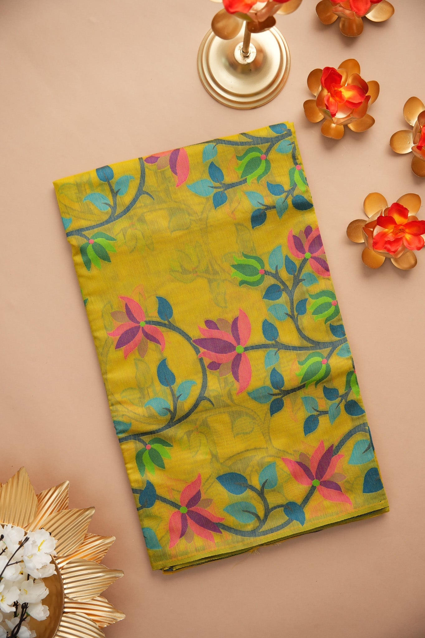 Dhiyona GR Women's Ghazal Classic Couture Olive Cotton Jamdani Saree – Dhiyona Fashion